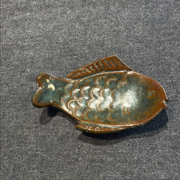Vintage | Art | Vintage Blue Green Clay Pottery Fish Dish ...